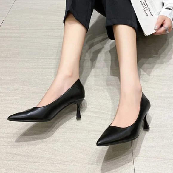 Shoes | Black Professional Pointed Heels For Women With A Thin Heel And ...